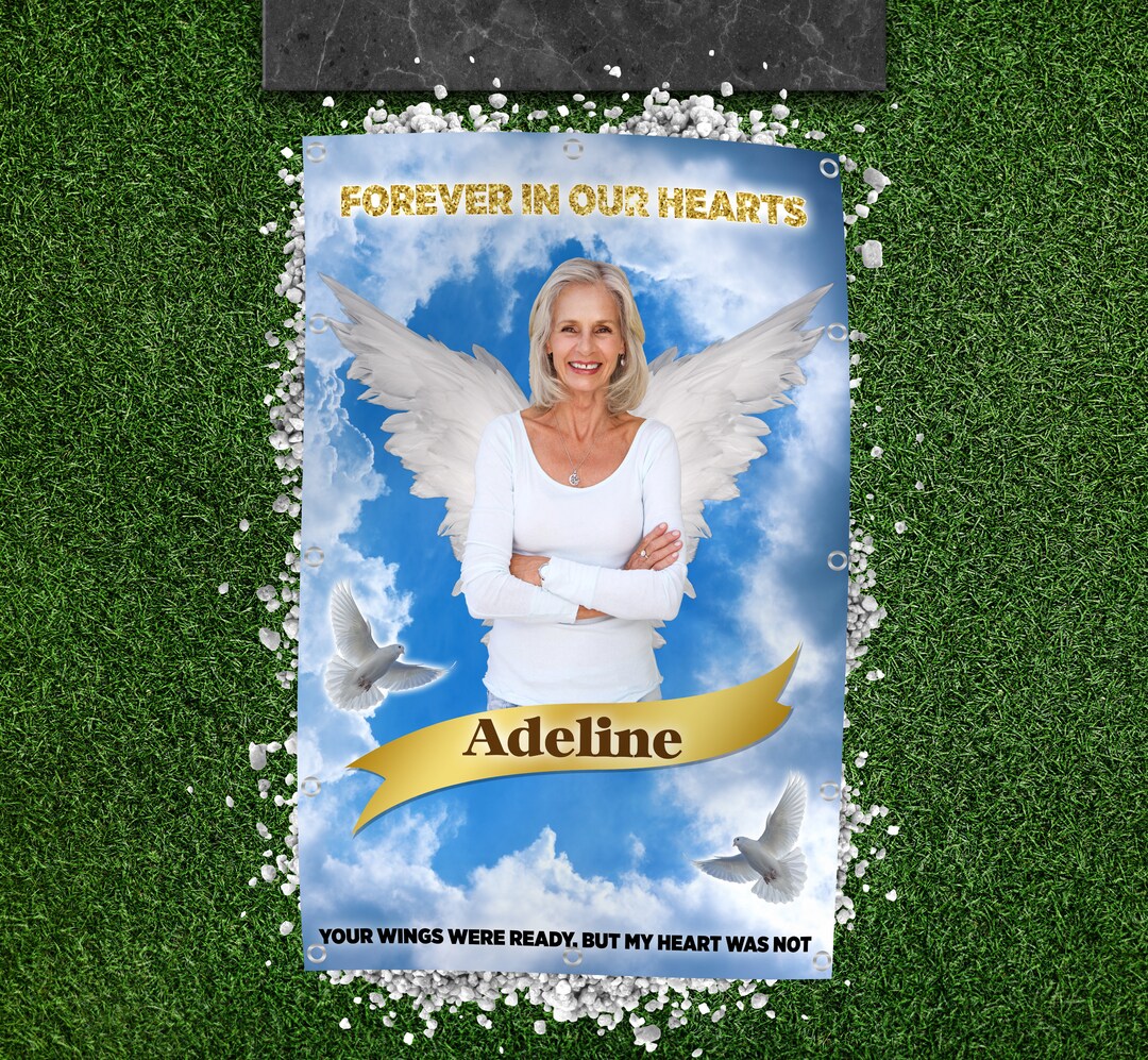 Funeral Grave Blanket, Memorial Grave Banner, Blue Sky Clouds, in ...