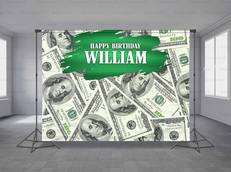 Money Birthday Backdrop, Step and Repeat, 21st Birthday, Cash Party ...