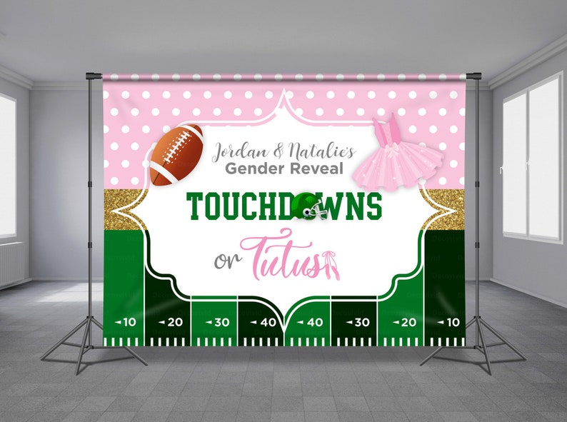 Touchdowns or Tutus Gender Reveal Party Backdrop Pink or - Etsy