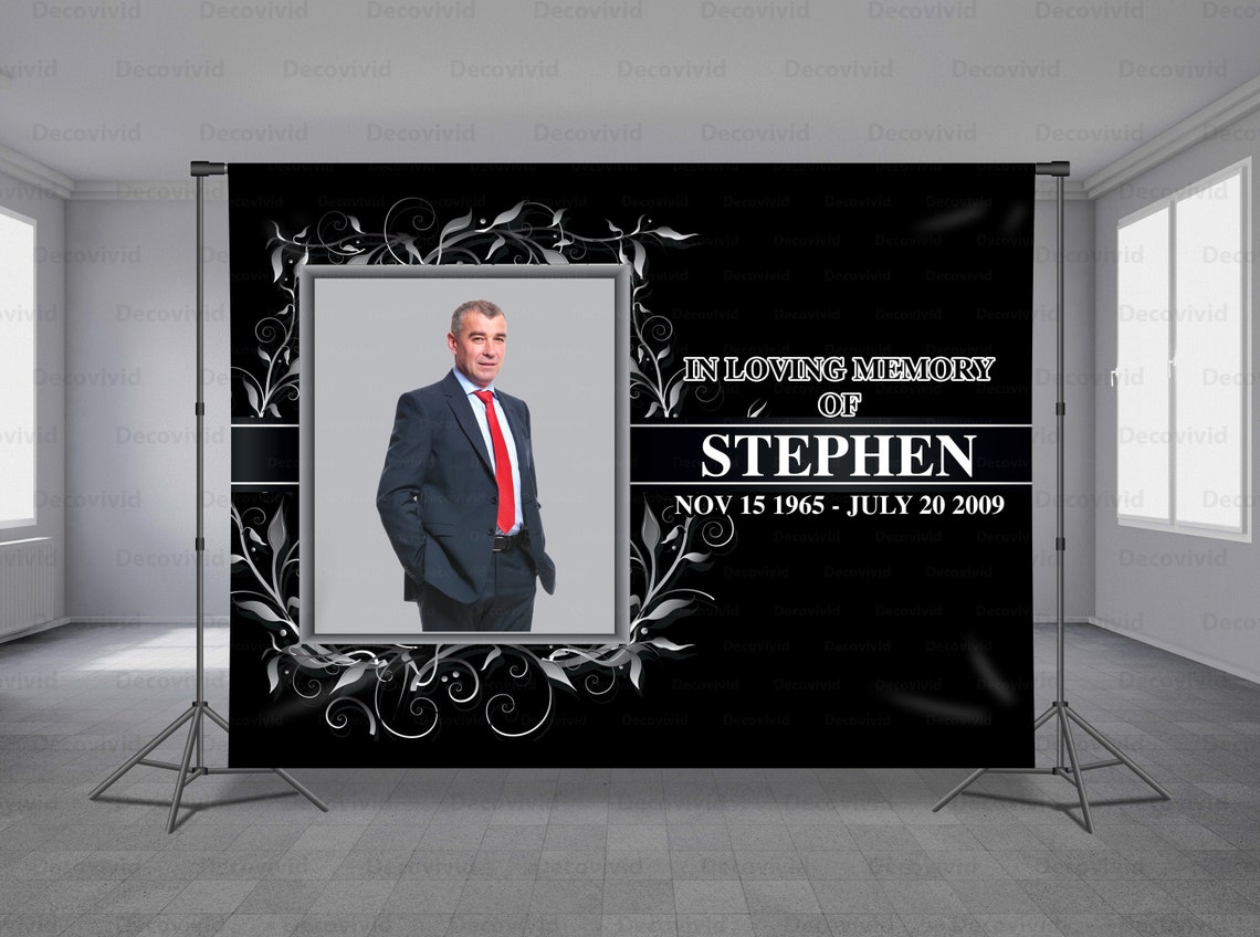 Funeral Black Backdrop Banner Memorial Background in Loving - Etsy