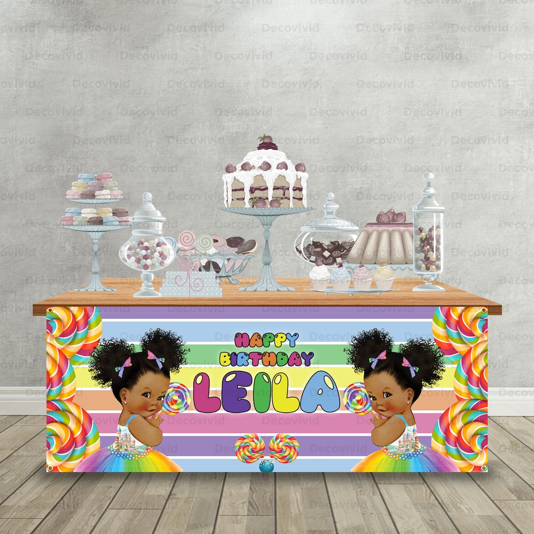 Candy and Little Princess, Birthday Table Front Banner, Candy Land ...