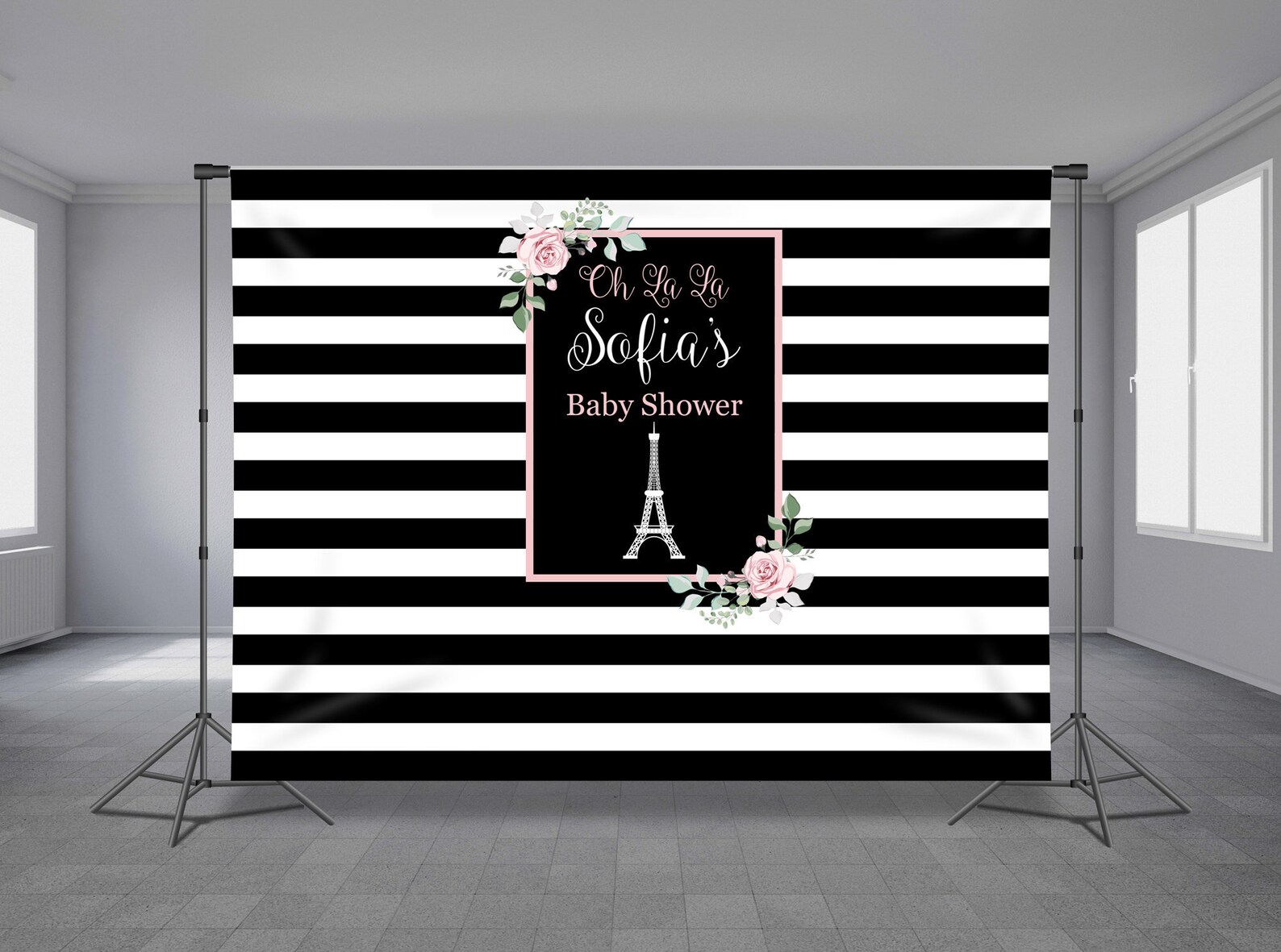 Paris Birthday Backdrop, Eiffel Tower, Elegant Theme, Bridal Shower ...