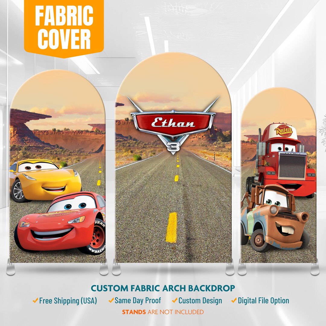 Custom Design Fabric Arch Cover Backdrop, Race Car Birthday, Fabric ...