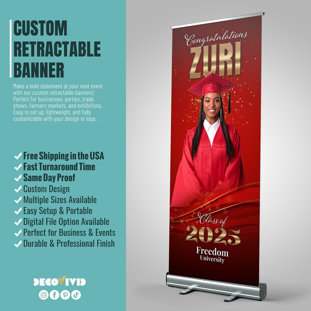 Graduation Banner, Custom Retractable Banner, Graduation Welcome Sign ...