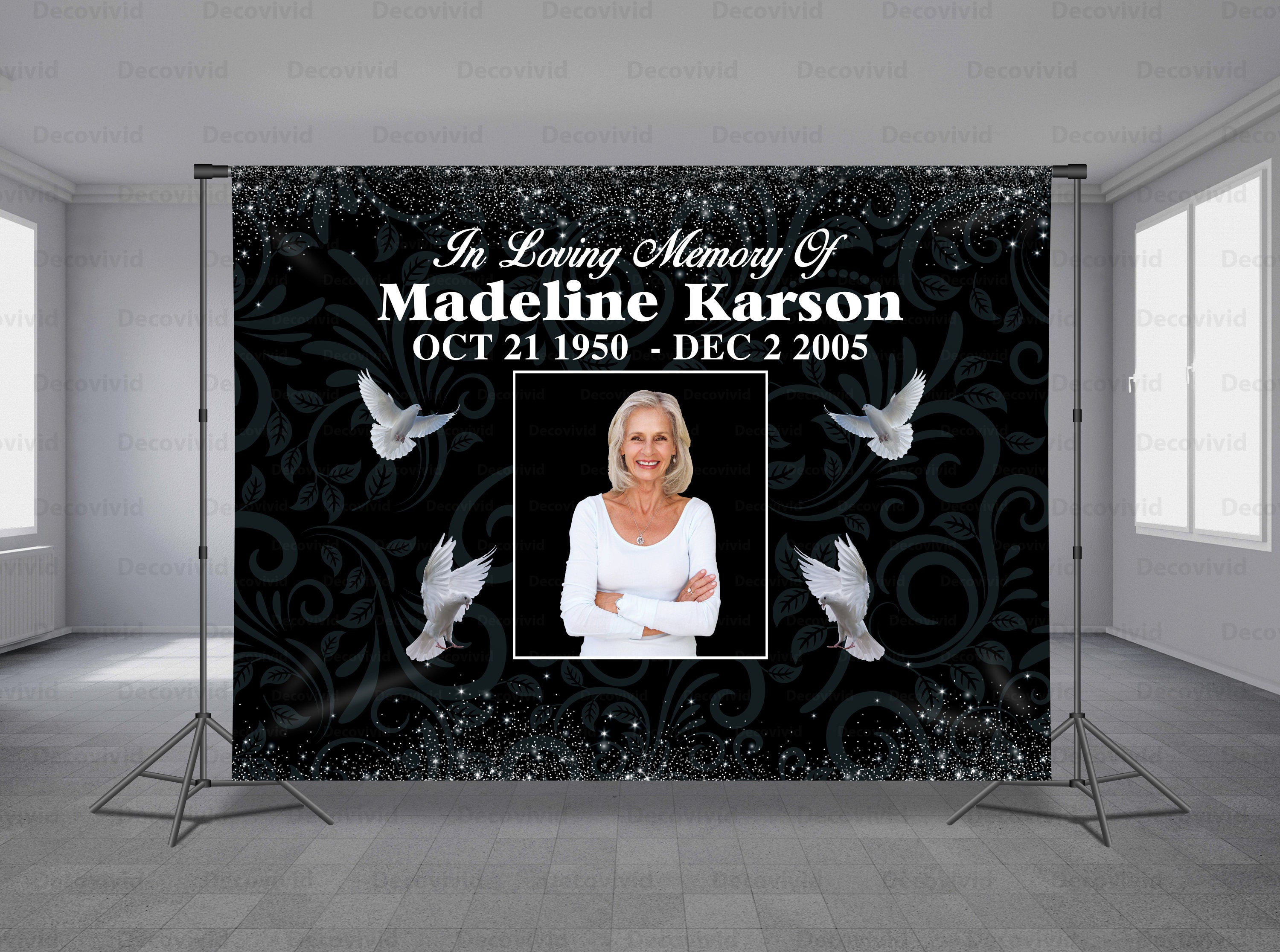 Funeral Backdrop Banner Memorial Black Background Glitter - Etsy België