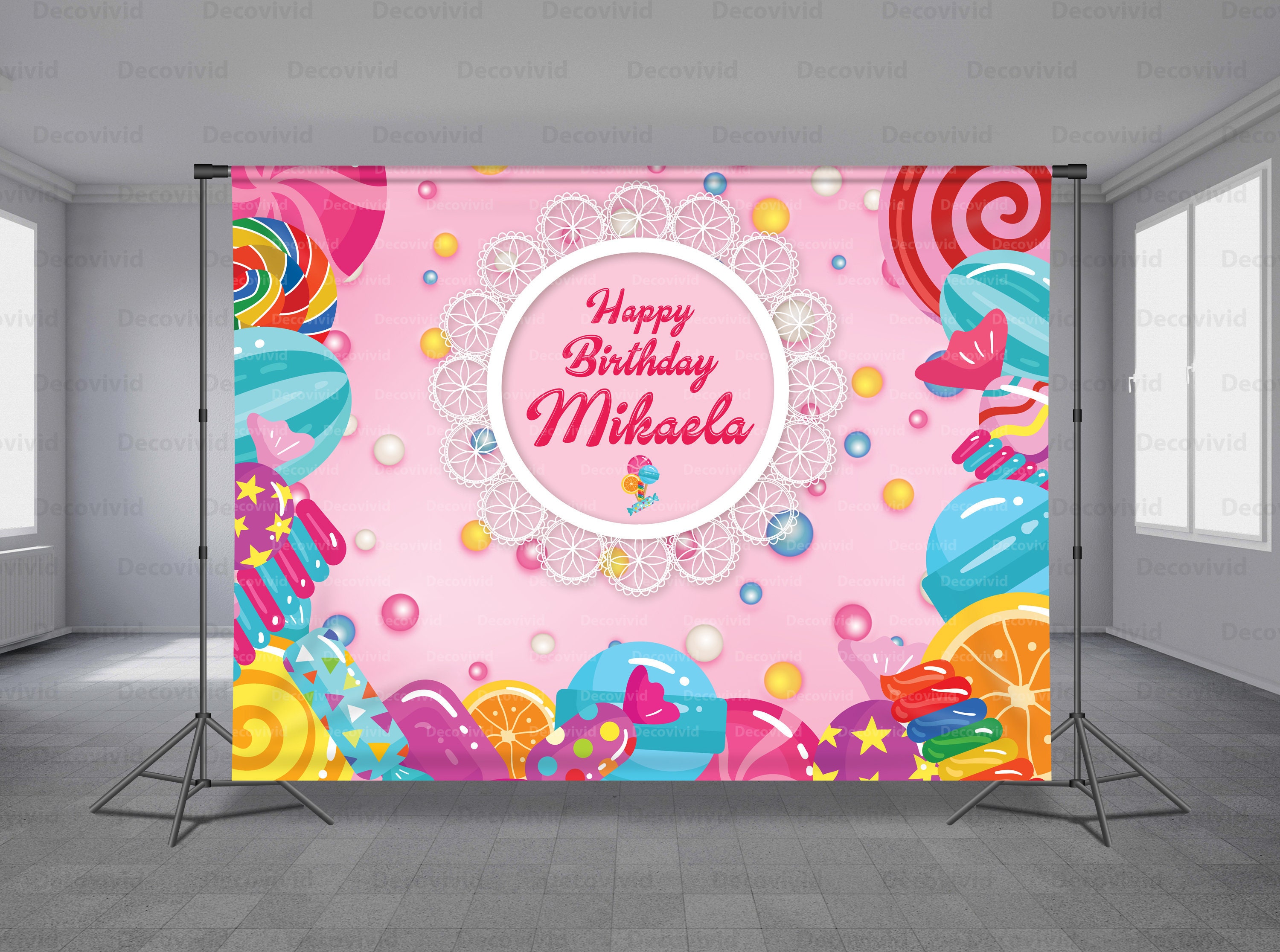 Candy Birthday Backdrop Baby Shower Lollipop Candy Bar | Etsy