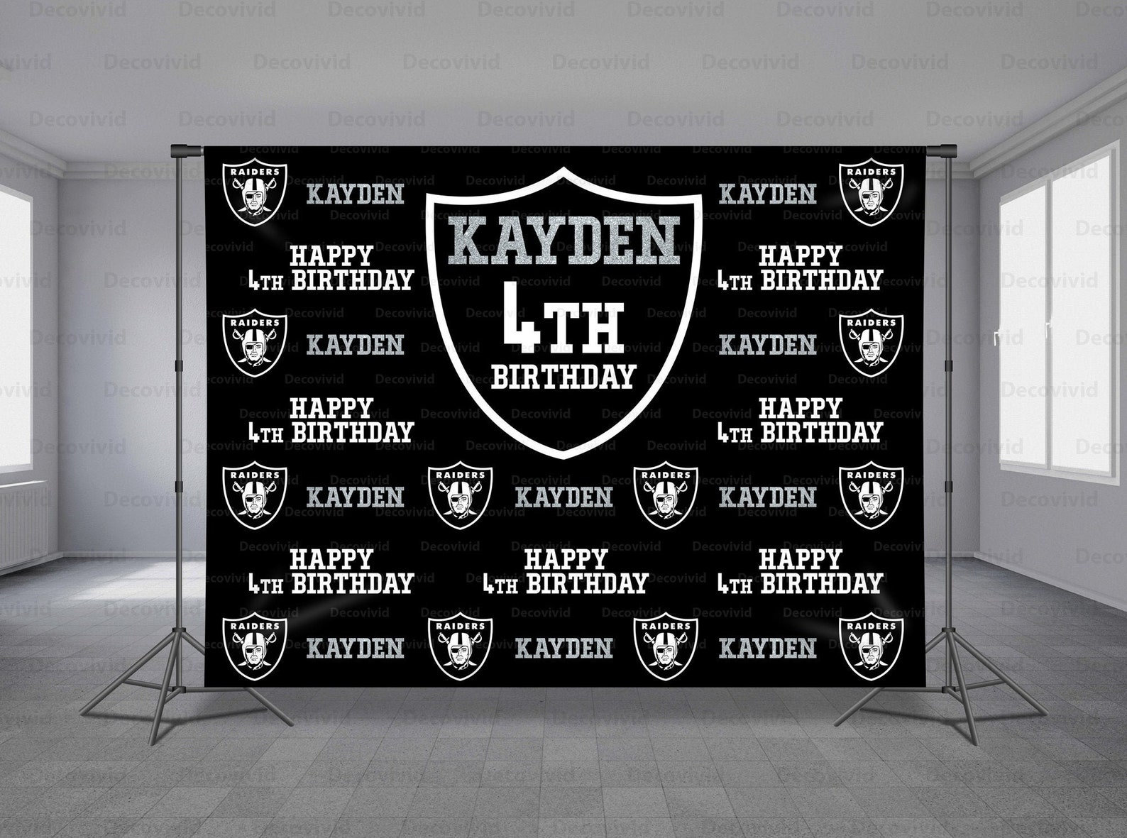 Raiders Step and Repeat Birthday Backdrop Las Vegas Black | Etsy