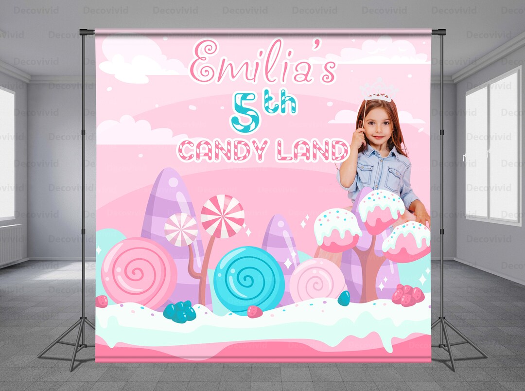 Candy Land Birthday Backdrop, Ice Cream, Pink Candy Land, Sweet Party ...