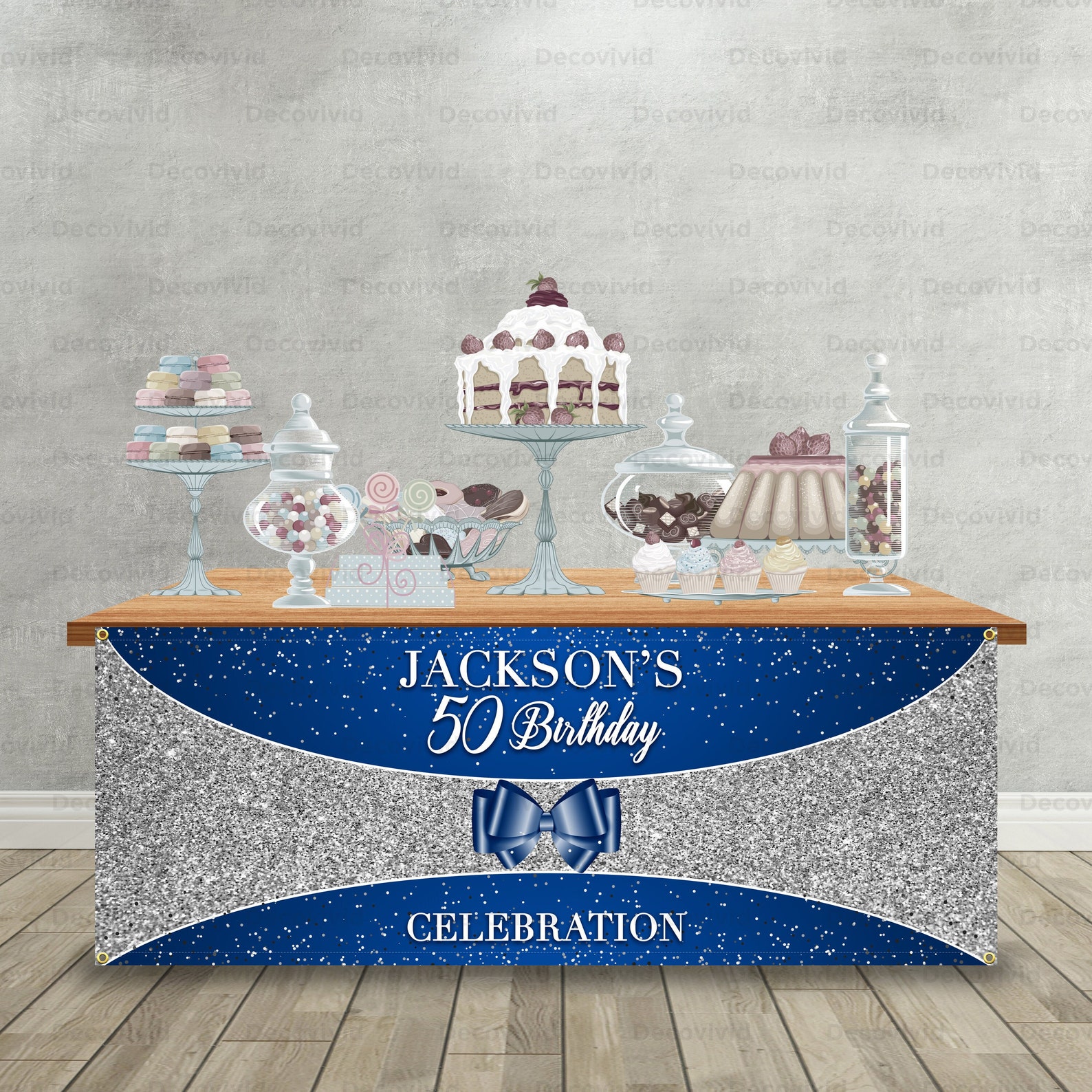 Birthday Table Front Banner, Crown Table Front Banner, Custom Photo ...