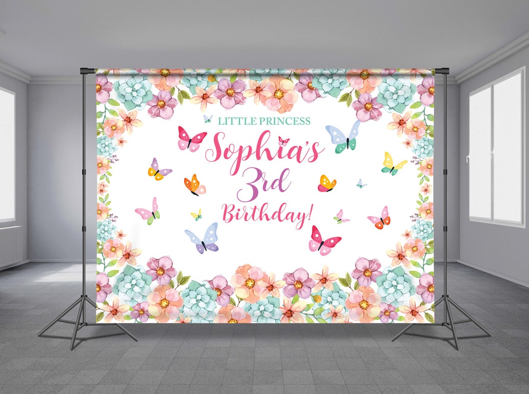 Colorfull Butterfly Flowers, Birthday Backdrop, Background, Garden ...