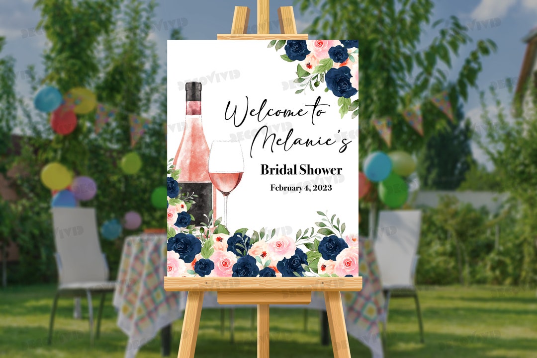 Champagne Bottle, Welcome Sign, Wine Glass, Custom Design Sign, Bridal ...