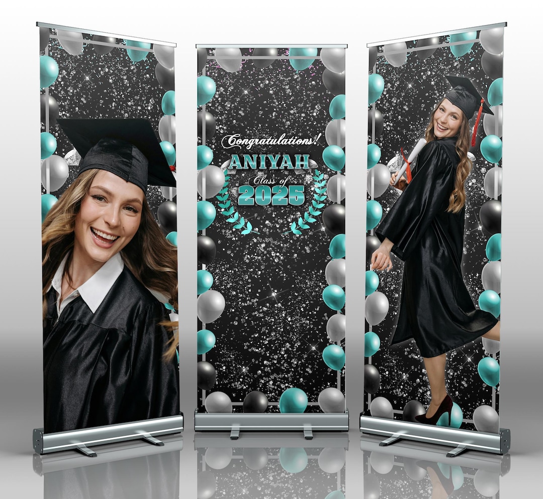 3 Sets Graduation Retractable Banner and Stand, Stand by Itself Sign ...