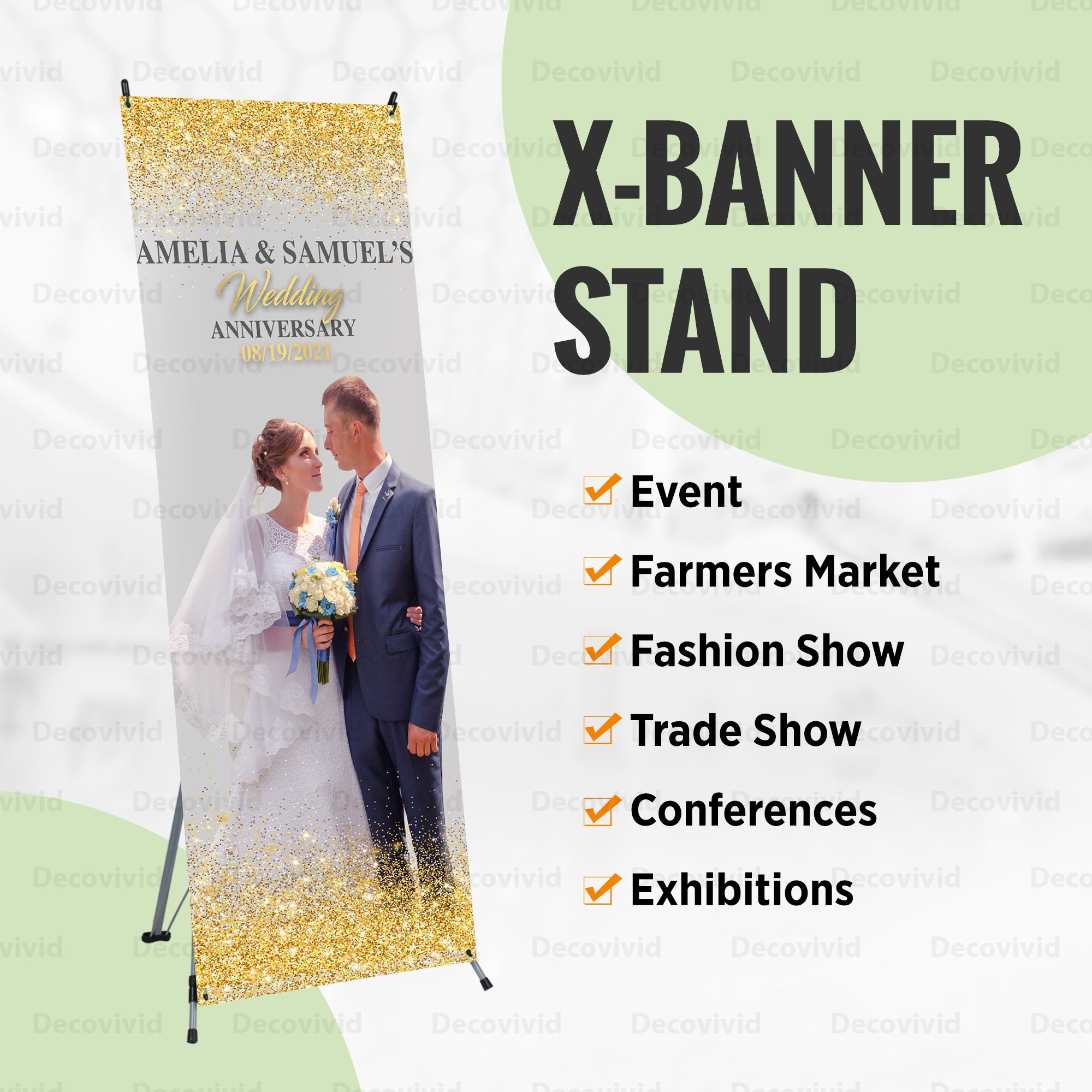 Wedding Anniversary X Banner Stand Birthday Pop Up X Style Banner Event Entrance Sign Social Media Photo Retractable Welcome Sign