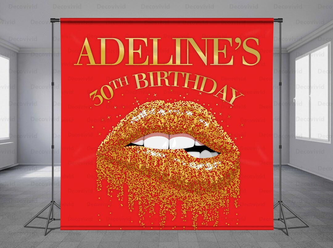 Lips Photo Birthday Backdrop, Step and Repeat, Custom Design, Party ...