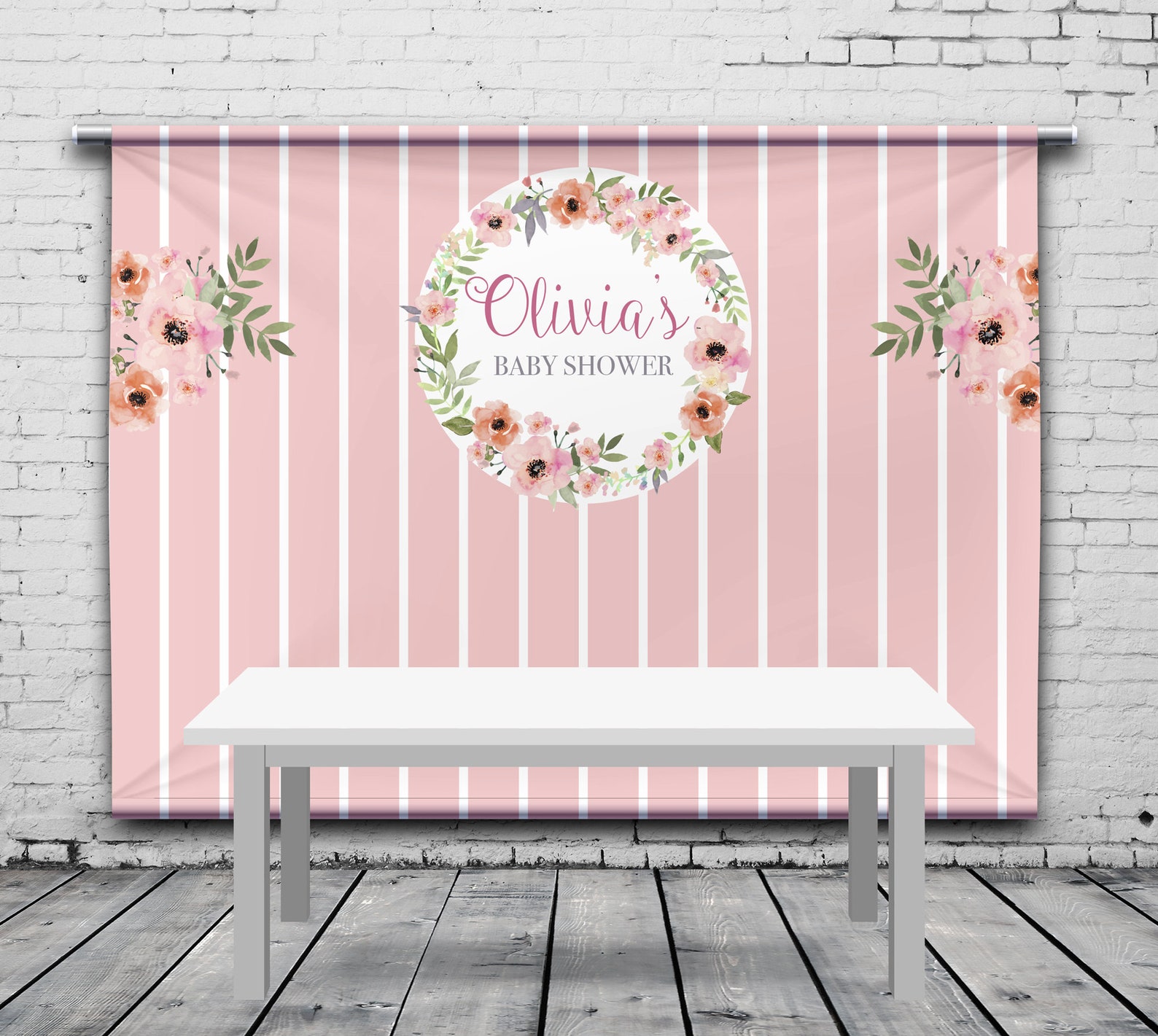 Girl Baby Shower Backdrop Step and Repeat Personalized - Etsy