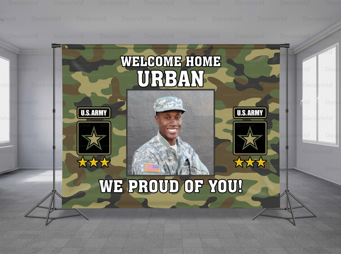 Welcome Home Backdrop, US Army, Add Your Photo, United States Green ...