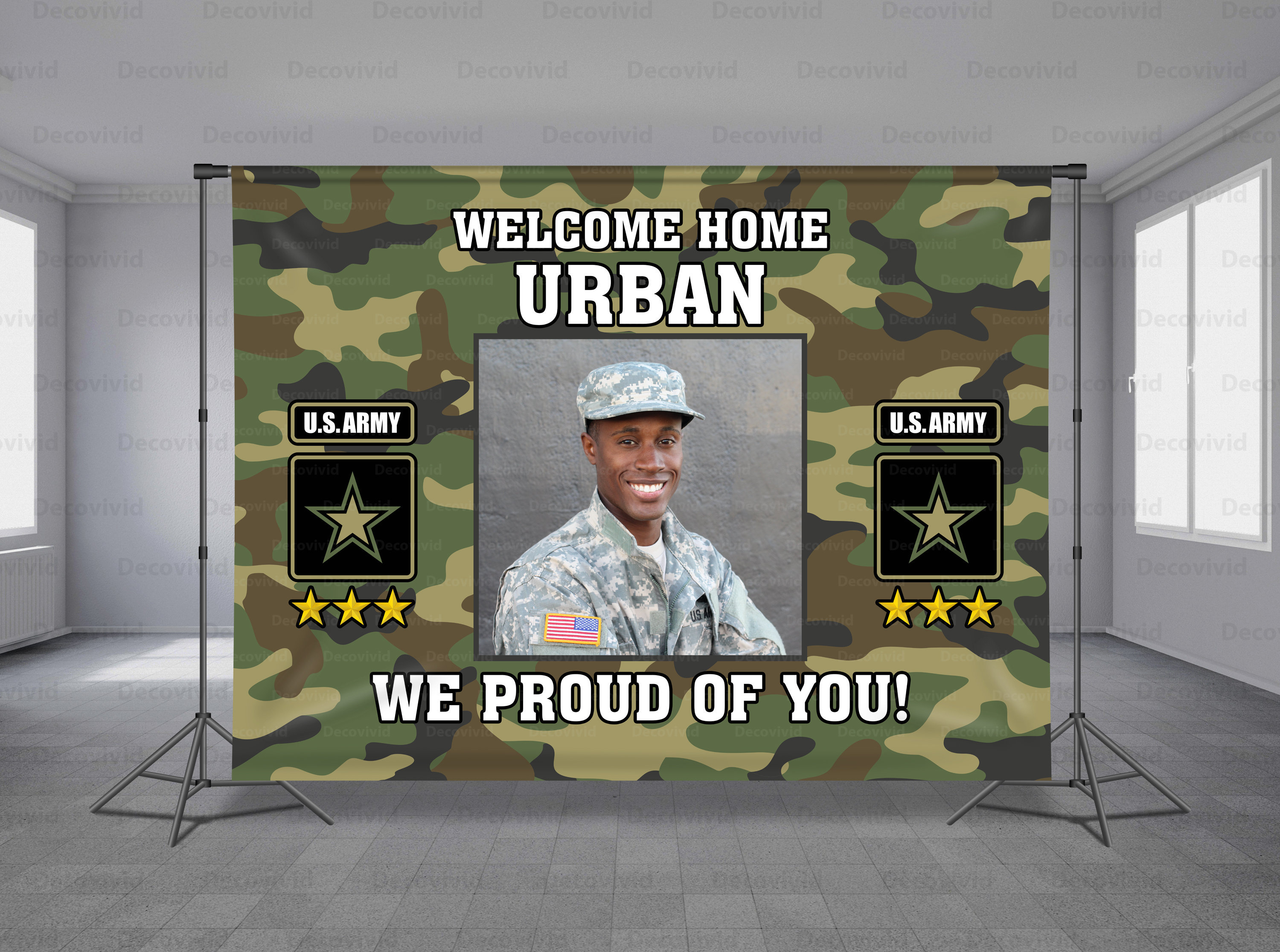Welcome Home Backdrop US Army Add Your Photo United States - Etsy