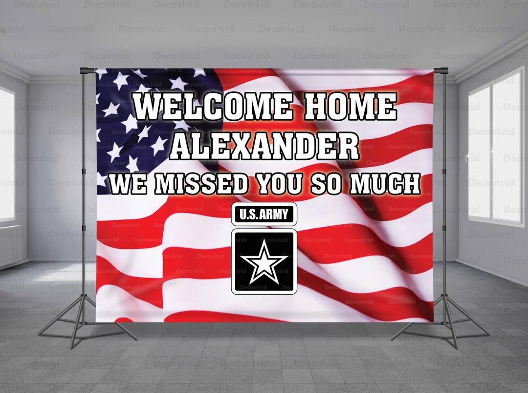 Welcome Home Backdrop, US Army, Add Your Photo, United States Flag ...