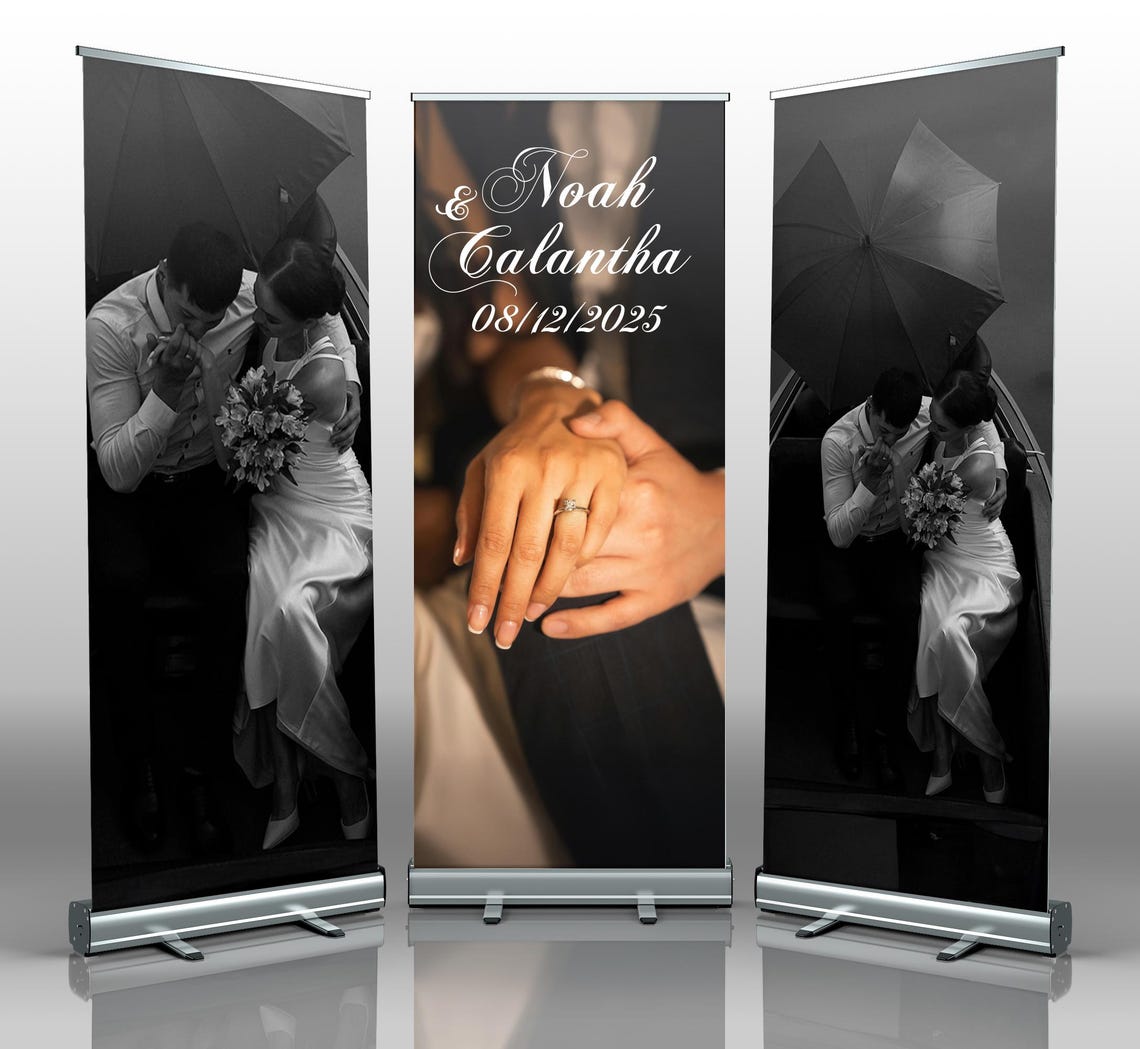 3 Sets Wedding Luxury Retractable Banner and Stand, Couples Sign ...