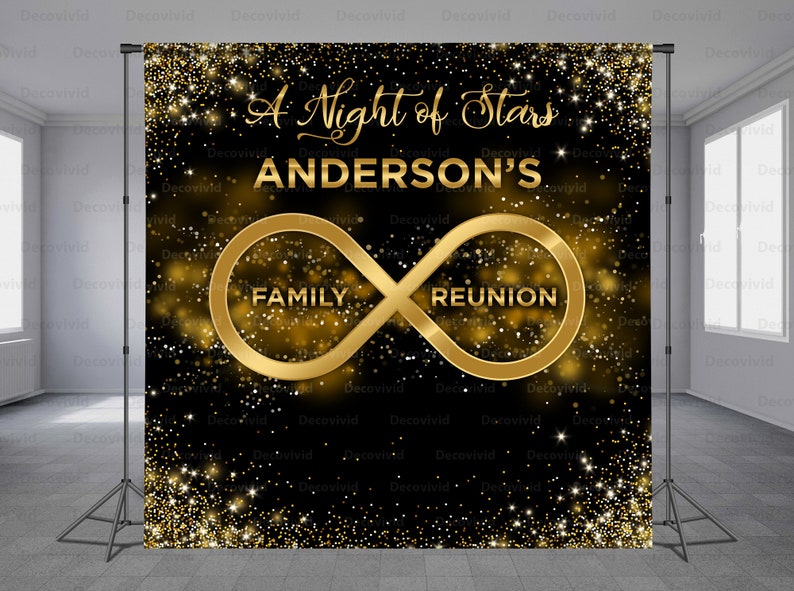 Family Reunion Backdrop Golden Infinity Theme Add Photo - Etsy