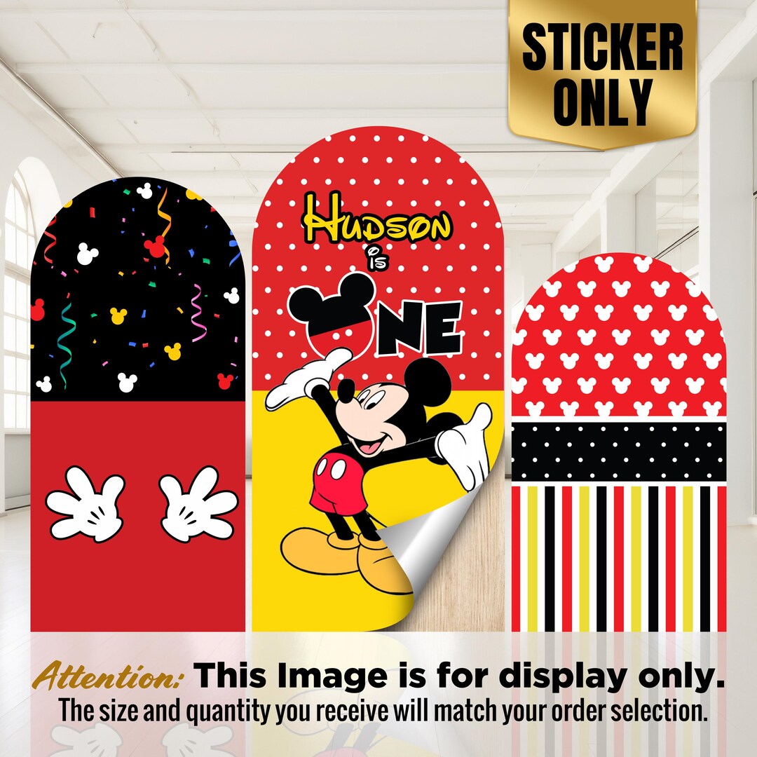 Mouse Arch Backdrop Sticker, Personalized Arch Decal, Adhesive for Wood ...