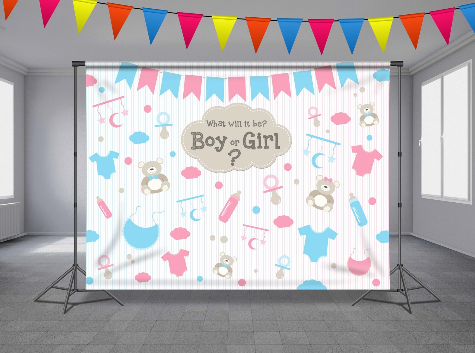 Gender Reveal Party Backdrop Boy or Girl Theme Personalized | Etsy