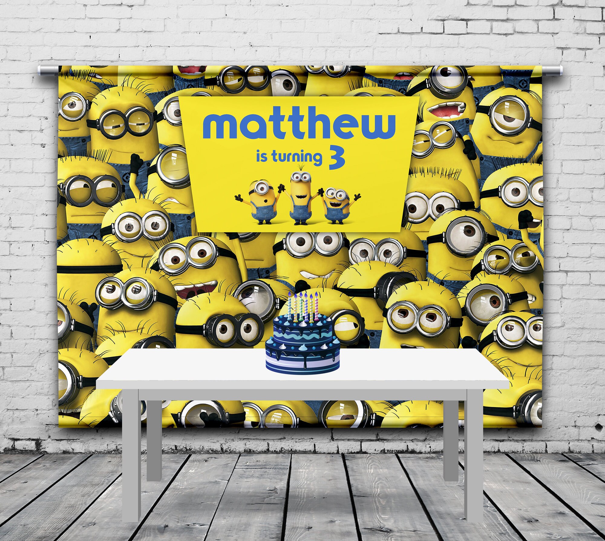 Minions Group Birthday Backdrop Despicable Me Personalized | Etsy