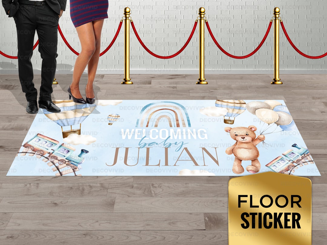 Teddy Bear Floor Decal Sticker, Air Balloon, Train, Floor Adhesive ...