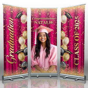 3 Sets Graduation Retractable Banner and Stand, Stand by Itself Sign ...