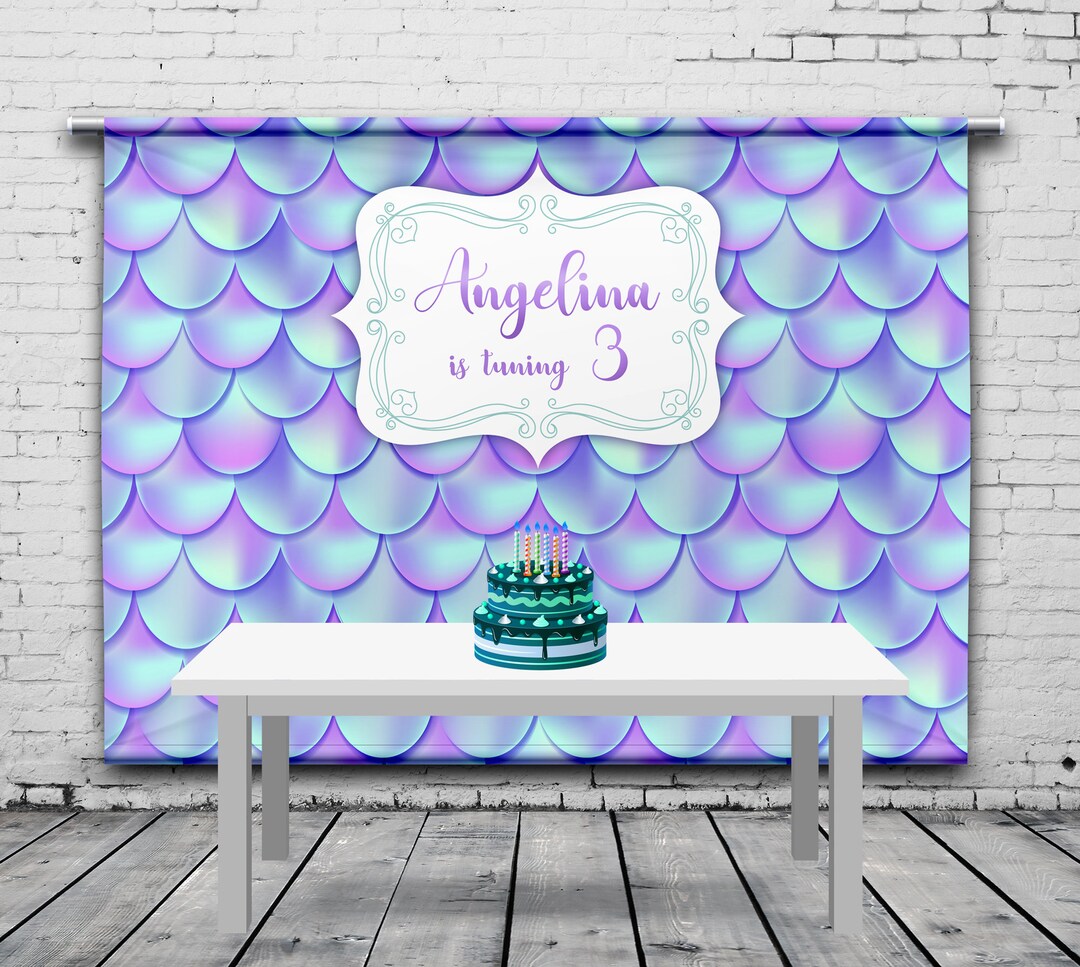 Ariel Mermaid Birthday Backdrop, Little Mermaid Personalized Banner ...