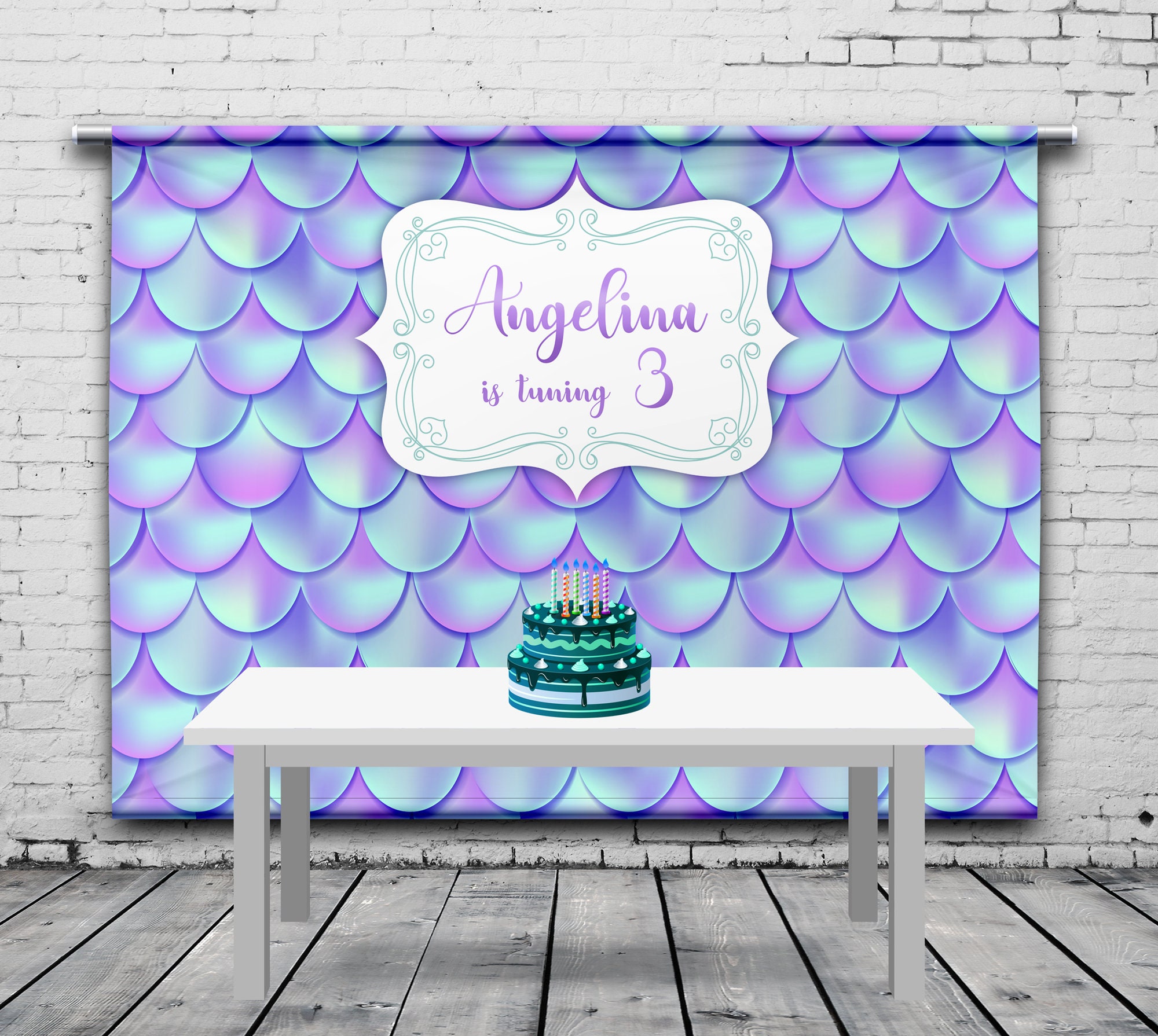 Ariel Mermaid Birthday Backdrop Little Mermaid Personalized - Etsy UK