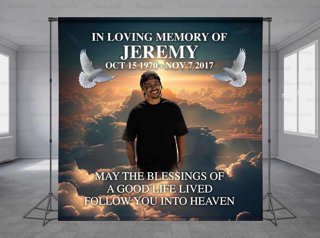 Heavenly Memorial Backdrop Banner, Funeral Background, Heaven in Sky ...