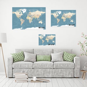 Color Worlds Map Canvas Print, Push Pin, Vintage Travel Map, Adventure ...