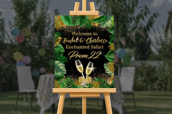 Prom Welcome Sign Hawaiian Design Palm Leaves Graduation - Etsy