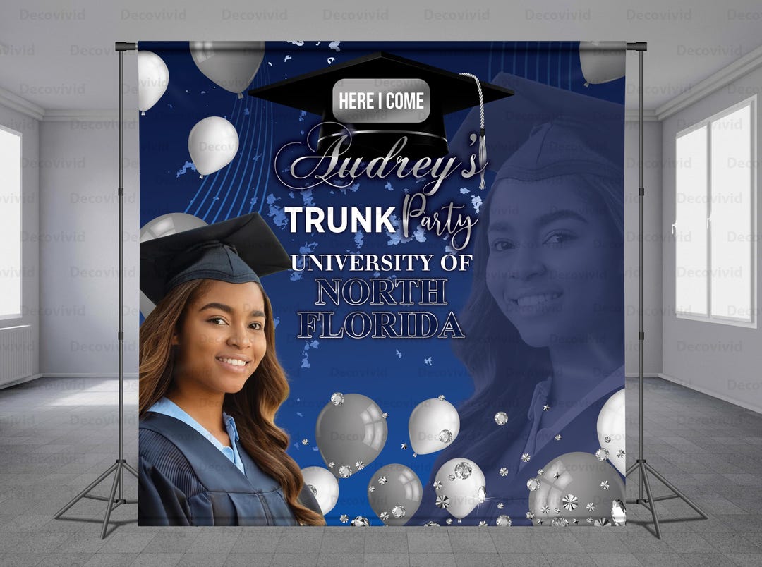 Trunk Party Backdrop, Graduation Party Backdrop, Add Your Photo, School ...