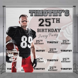 American Football Step and Repeat Backdrop, Jersey Birthday Photo ...