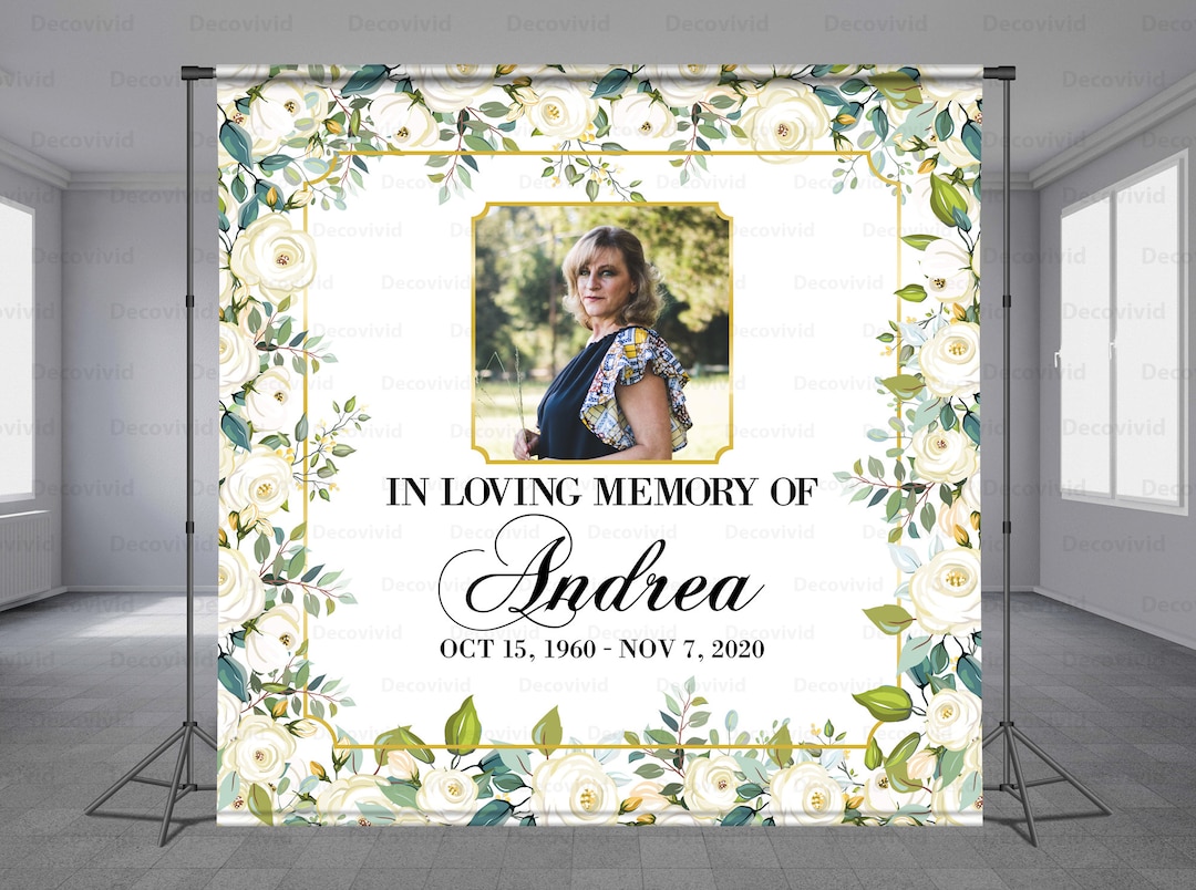 Flower Funeral Backdrop Banner, in Loving Memory Of, Flowers Frame ...