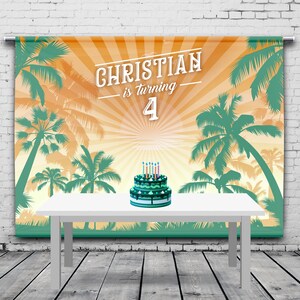 Retro Beach Birthday Backdrop, Vintage Beach Birthday Party ...