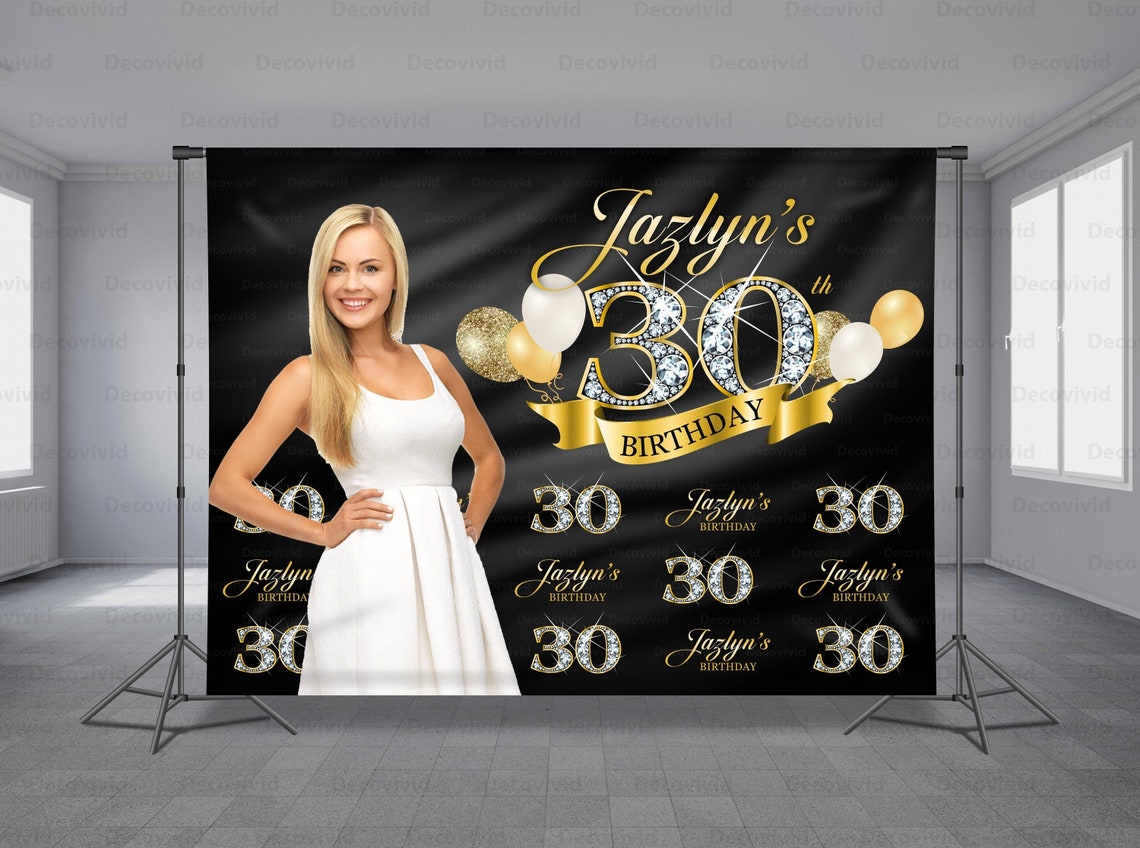 30th Birthday Backdrop Step and Repeat Diamond Personalized | Etsy