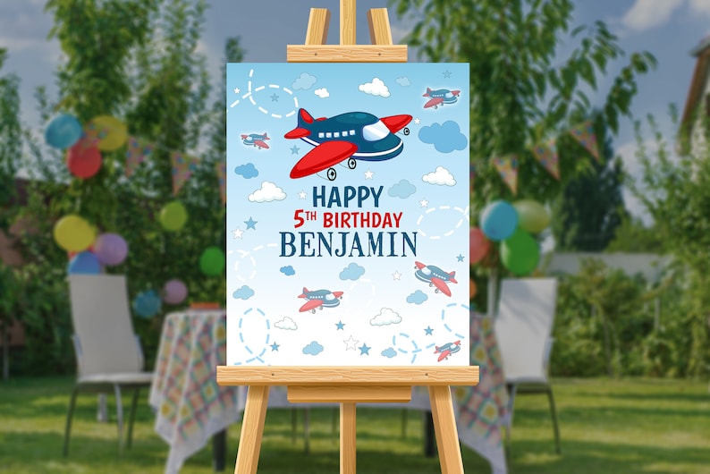 Airplane Birthday, Welcome Sign, Blue Airplane, Airplane Birthday Sign ...
