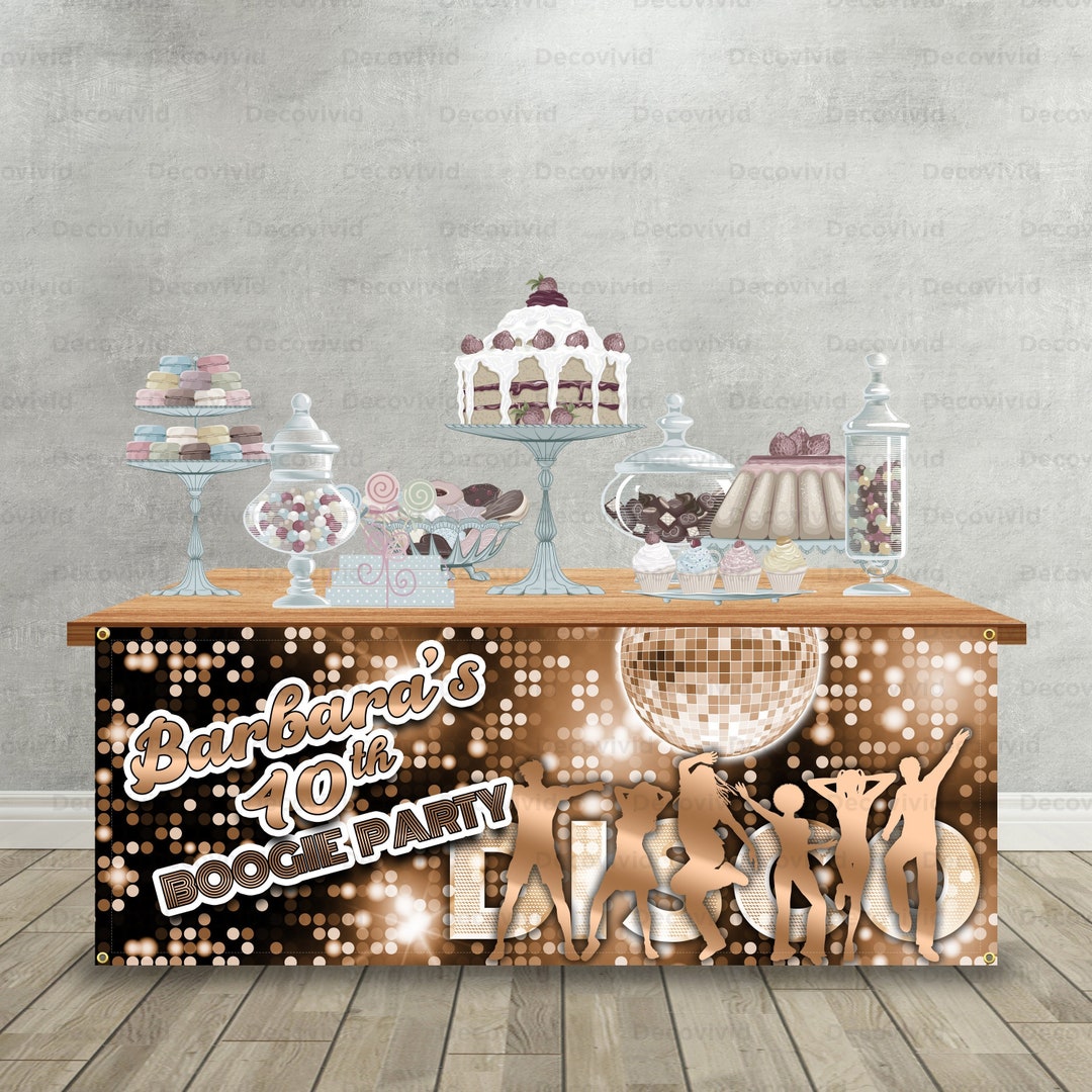 70's Dancer Boogie Birthday Table Front Banner, Step and Repeat, Custom ...