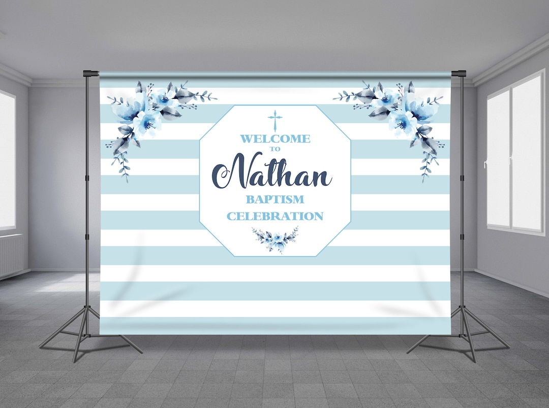 Baptism Backdrop, Christening Theme, Baby Boy, Floral Background, God ...