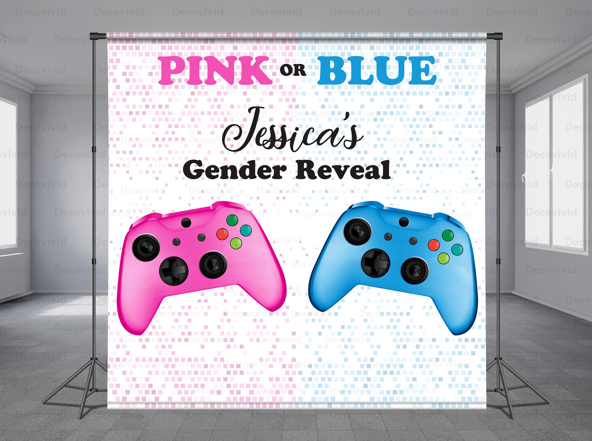 Paper Invitations & Announcements Gamer Gender Reveal Digital File 6 ft ...