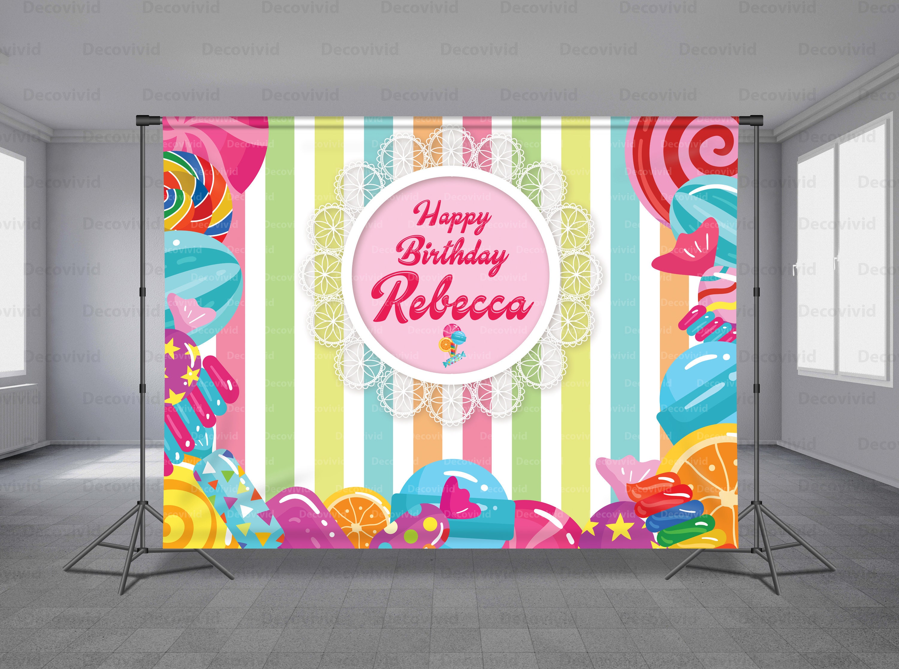 Candy Birthday Backdrop Baby Shower Rainbow Lollipop Kids | Etsy