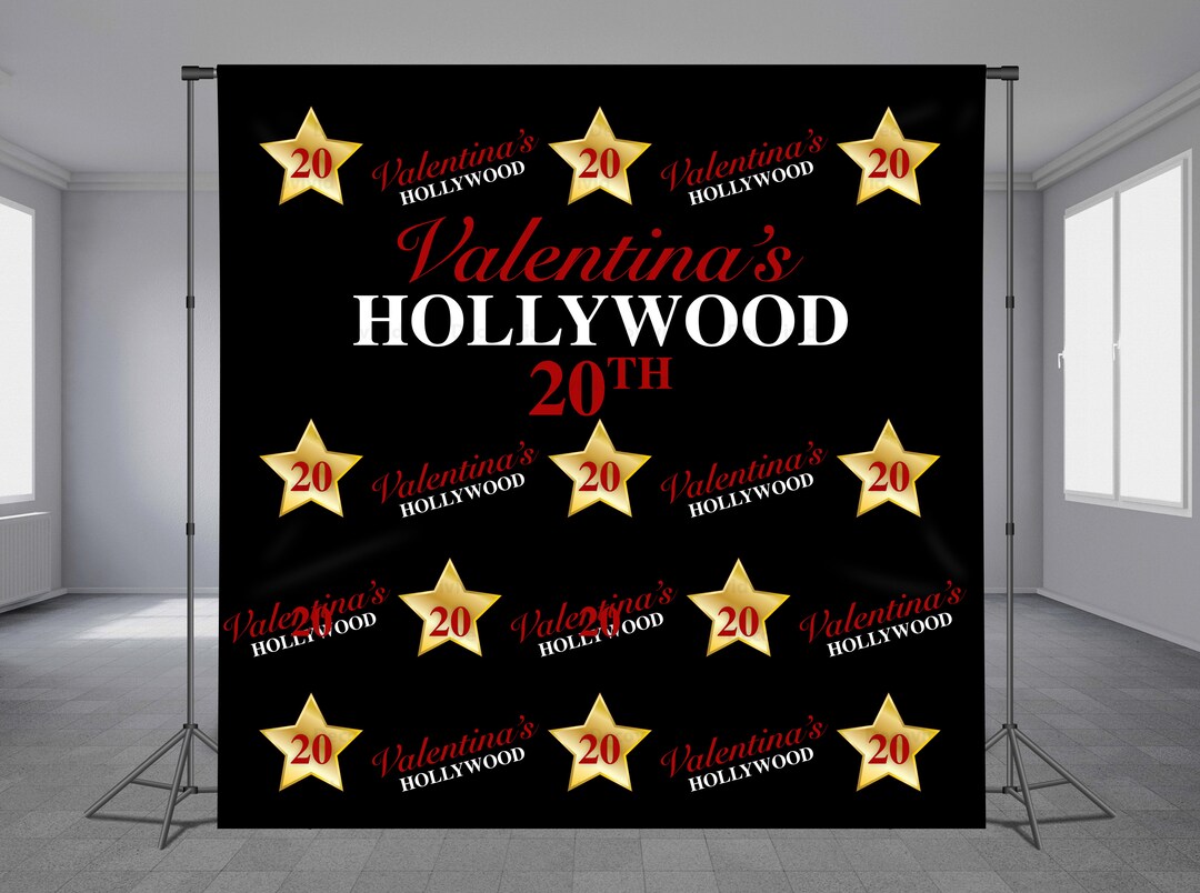 Hollywood Party Birthday Backdrop, Movie Star, Add Your Photo, Step and ...