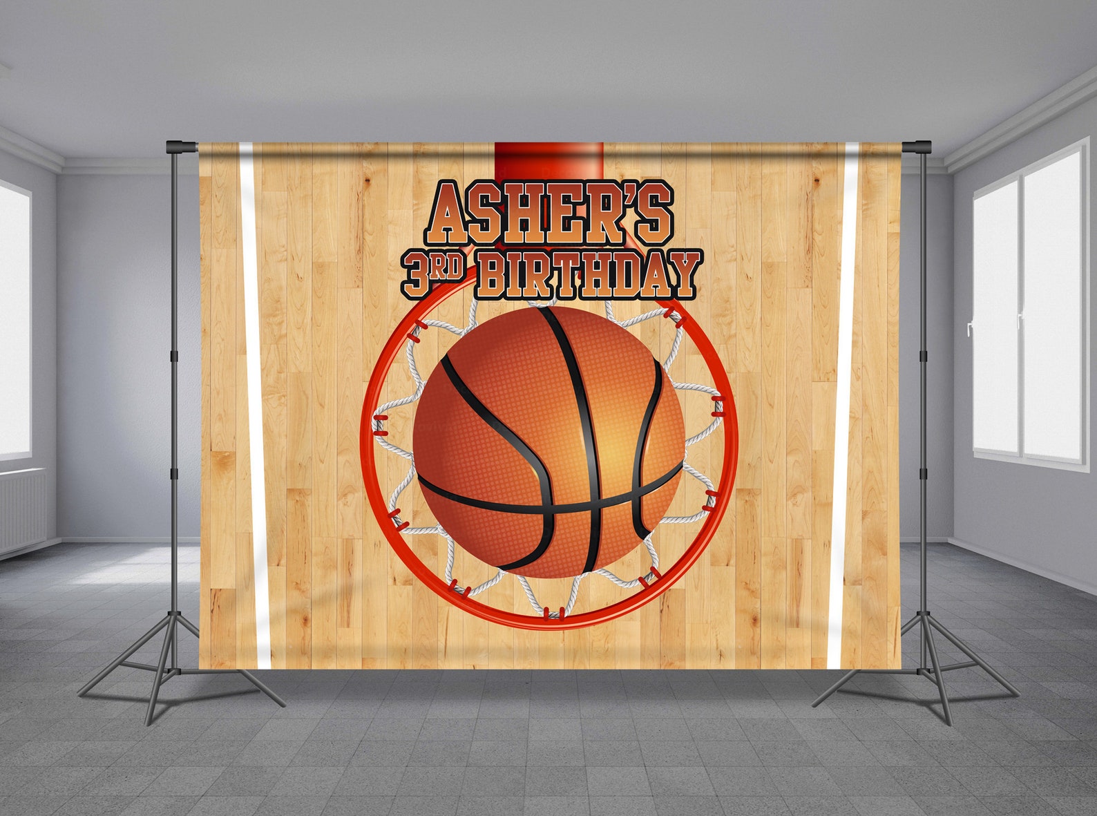 Basketball Field Hoop Birthday Backdrop Editable Background - Etsy