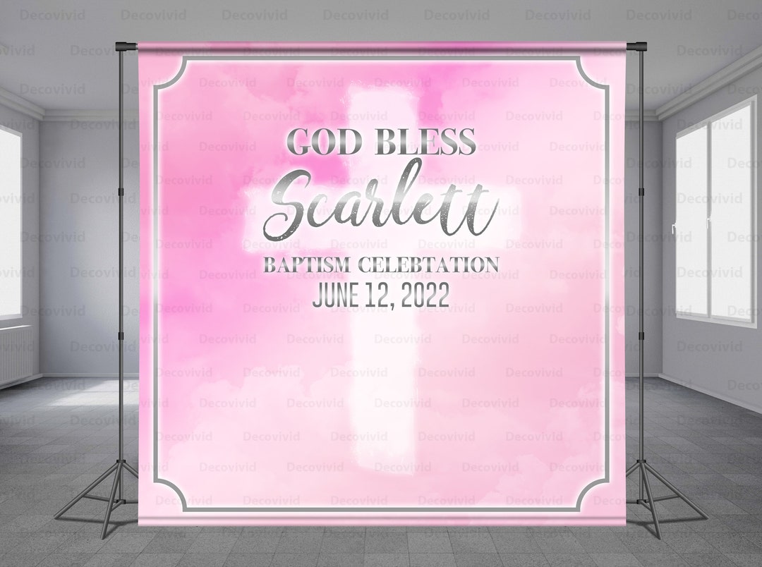 Baptism Backdrop, Christening Backdrop, Holy Baby Theme, God Bless ...