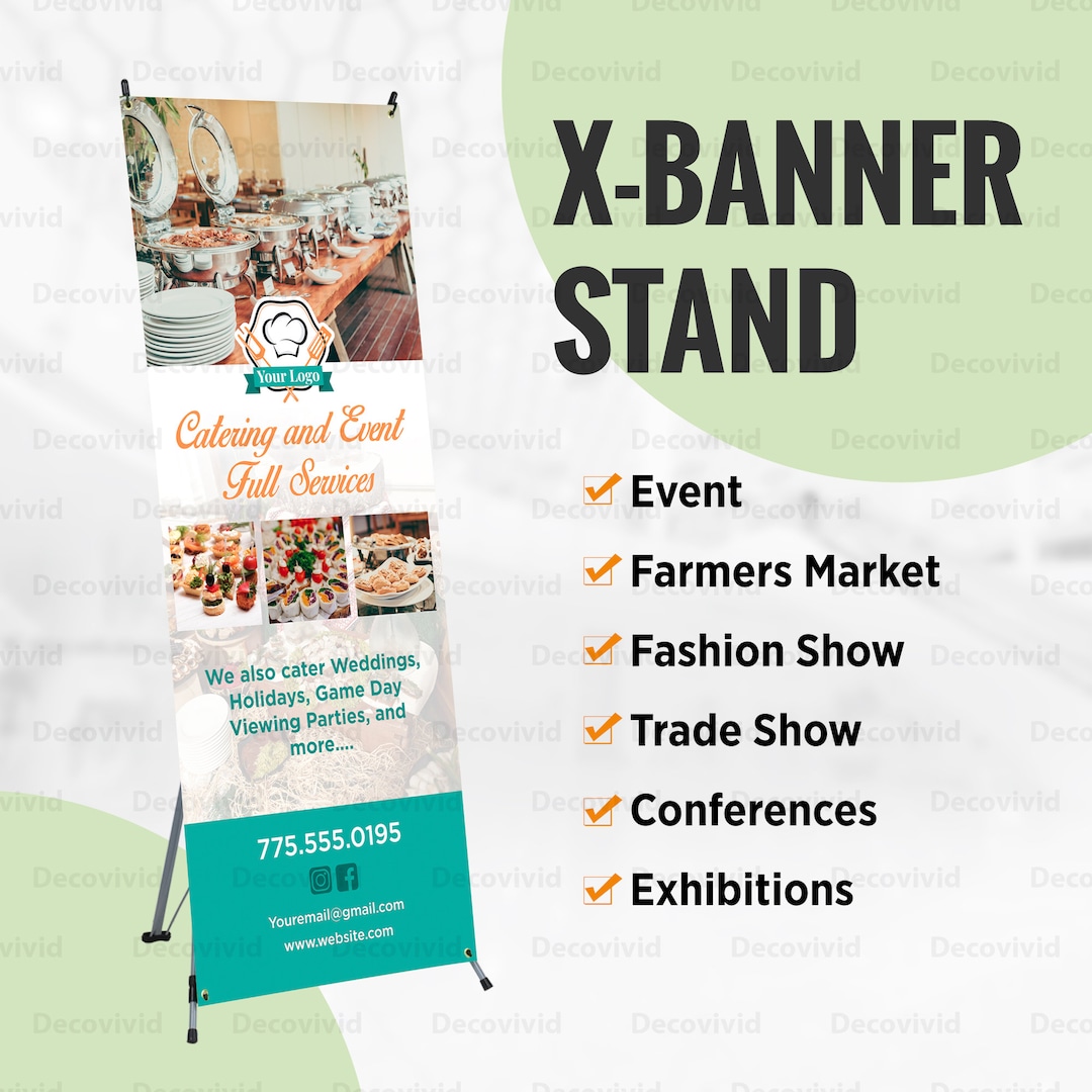 Catering and Restaurant Shop Pop up Banner, X Banner Stand, Business ...