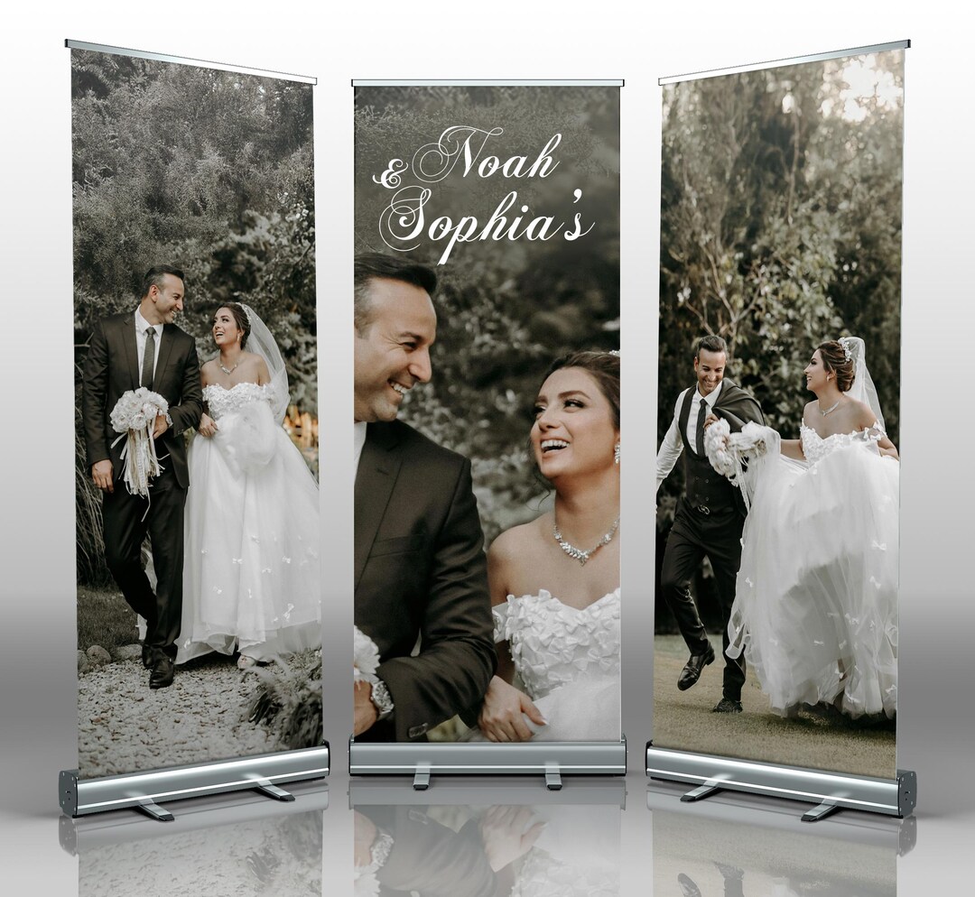 3 Sets Wedding Retractable Banner and Stand, Couples Sign, Engagement ...