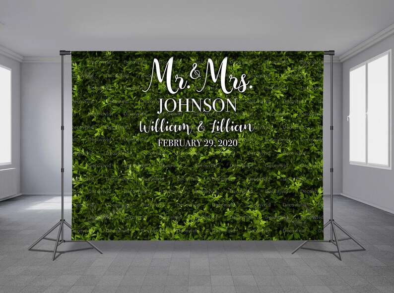 Leaf Wall Backdrop, Flowers and Leaves, Grass Background, Mr and Mrs ...